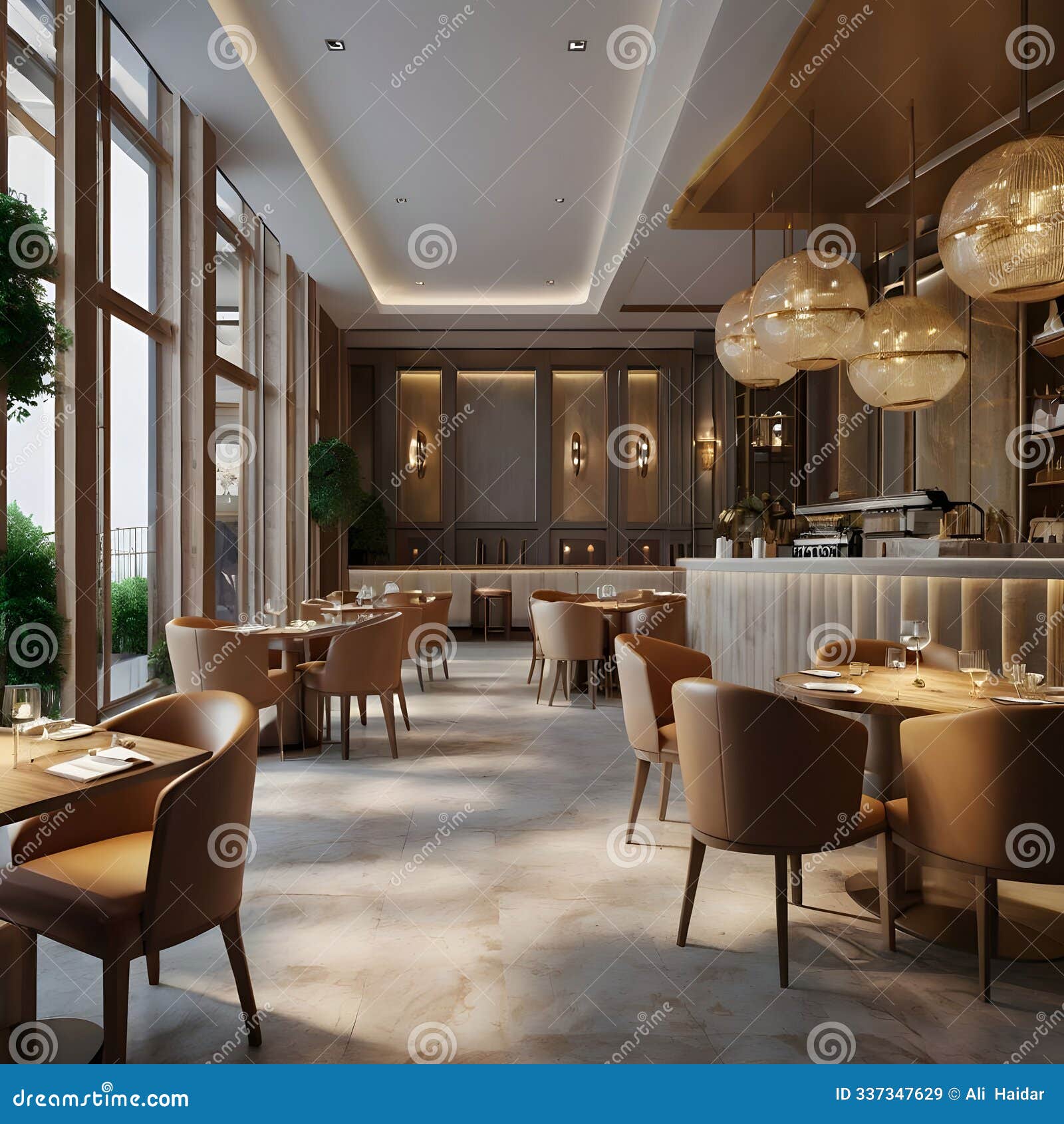 3d Render Render Luxury Restaurant Cafe Stock Image - Image of cafe ...