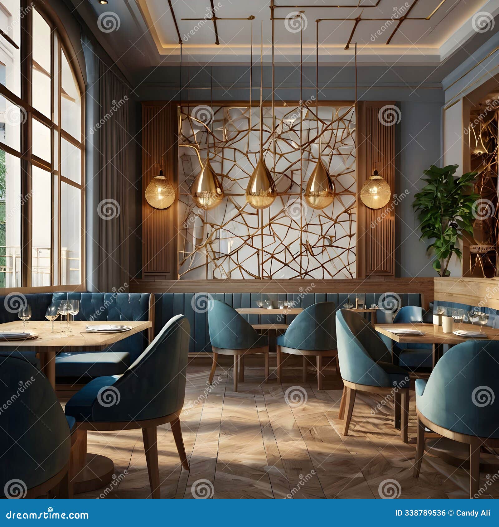 Render Luxury Restaurant Cafe Stock Illustration - Illustration of ...