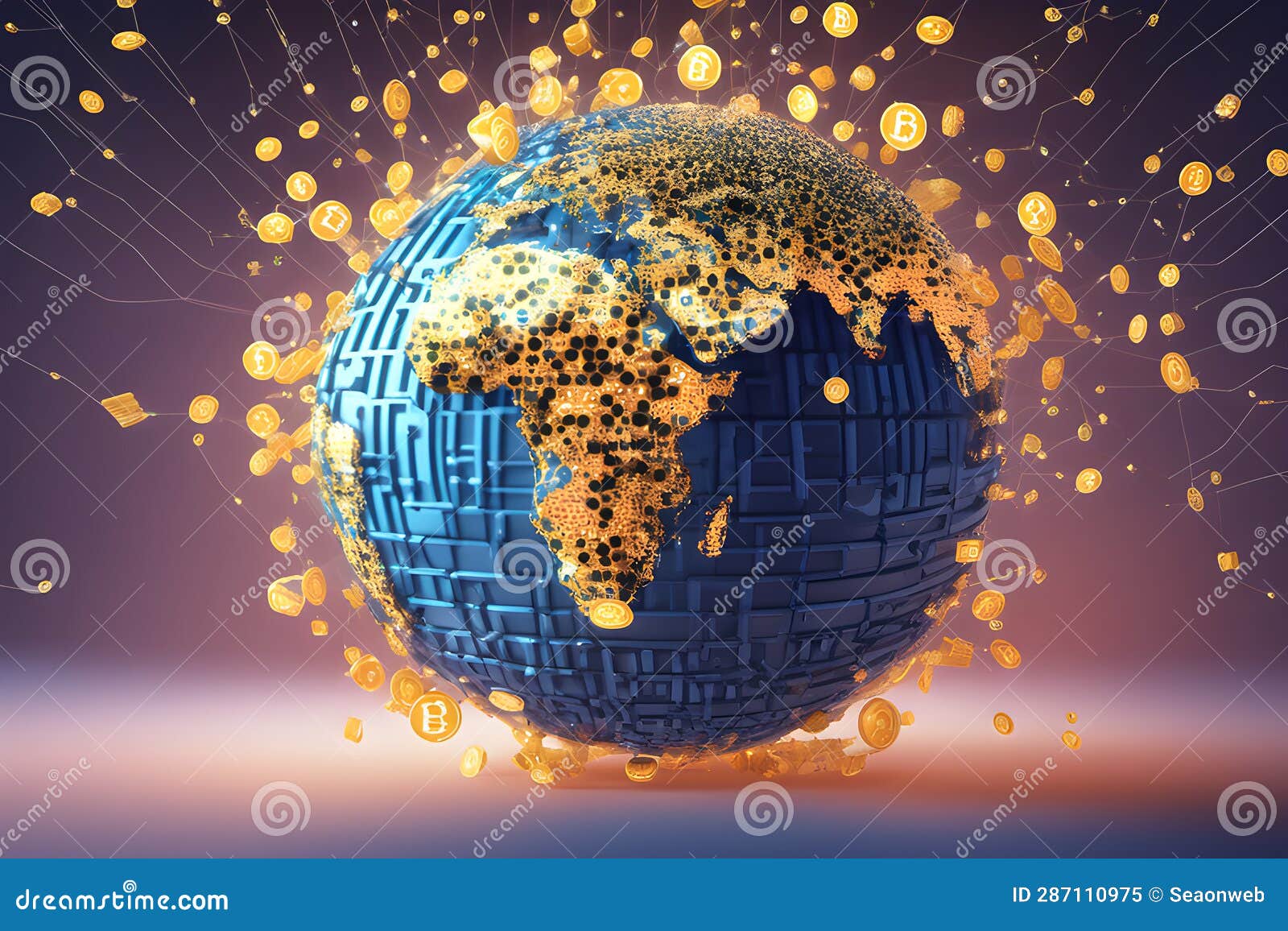 3d Render Representation of Earth with Big Data Editorial Image ...