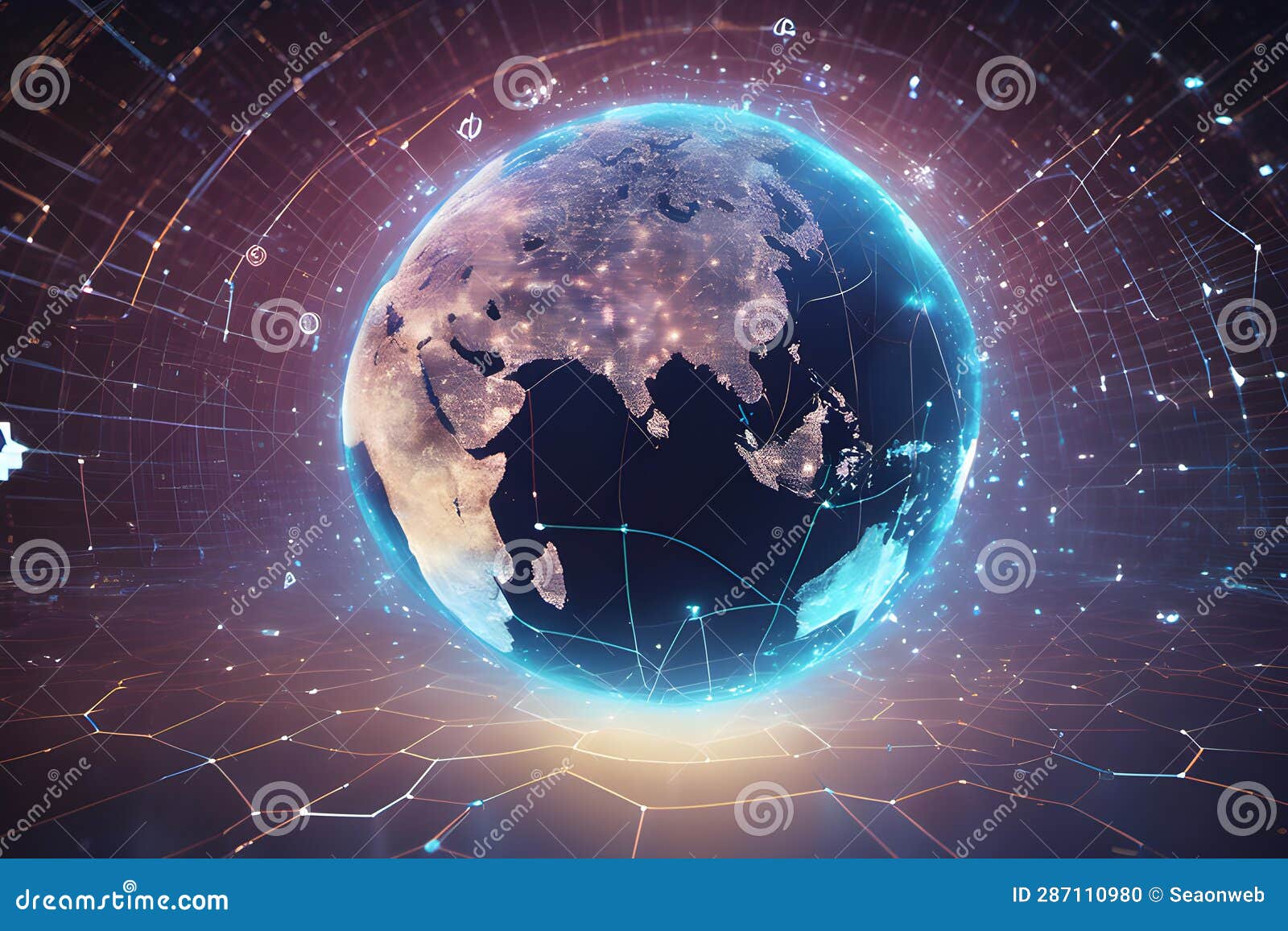 3d Render Representation of Earth with Big Data Editorial Image ...
