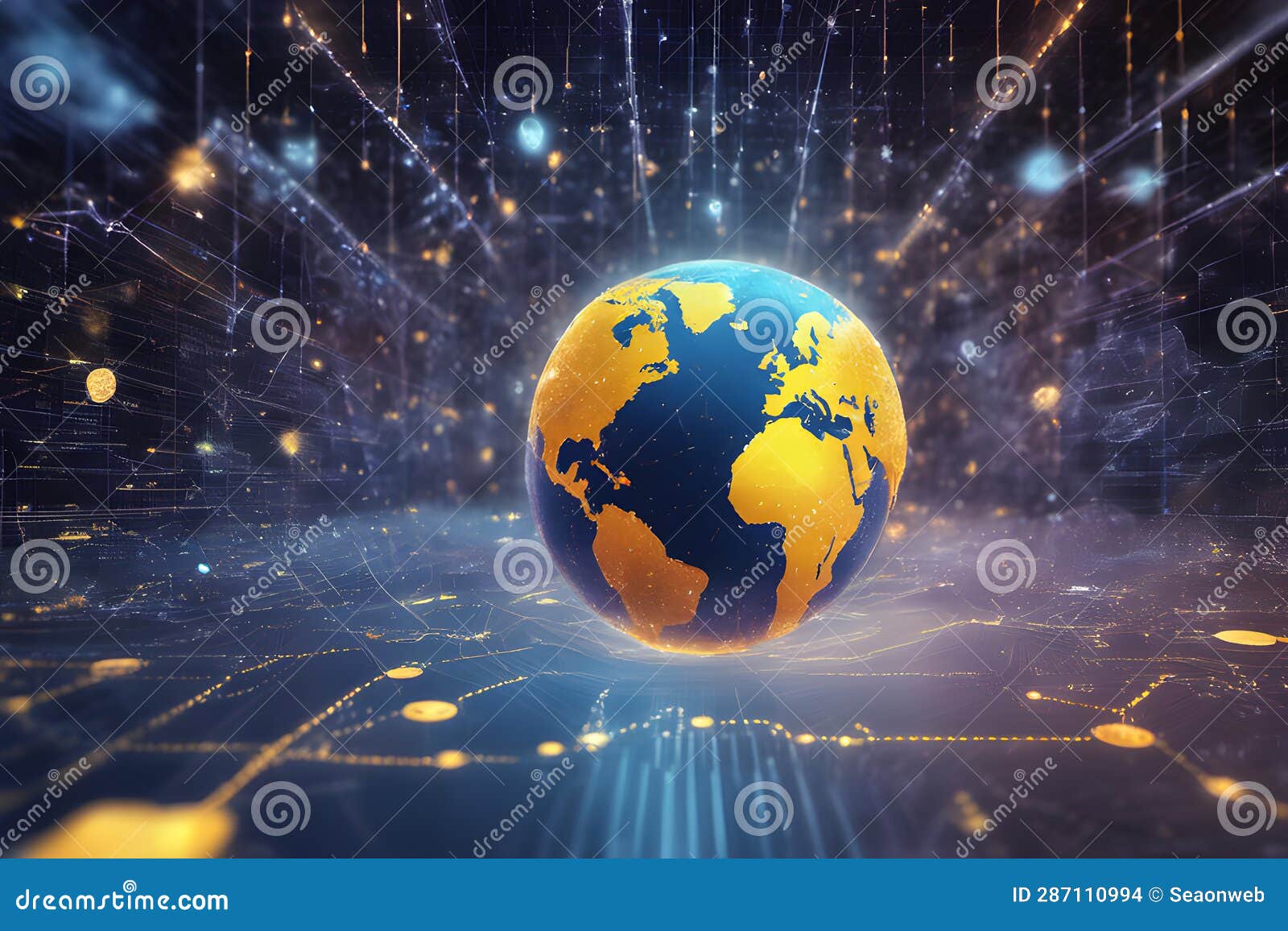 3d Render Representation of Earth with Big Data Editorial Stock Image ...