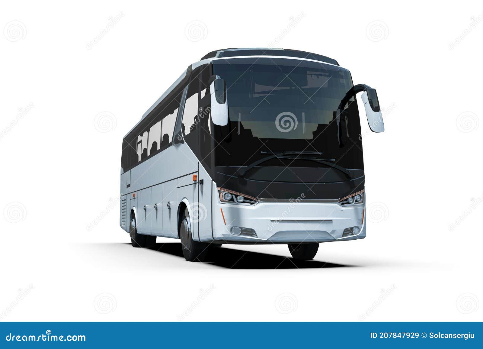 3D Render Image Representing a Fleet of Buses Stock Illustration ...