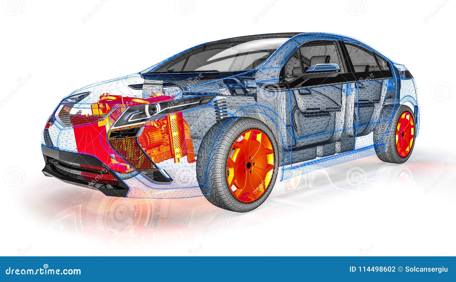 Engine Scan in an Wire Frame Car Stock Illustration - Illustration of ...
