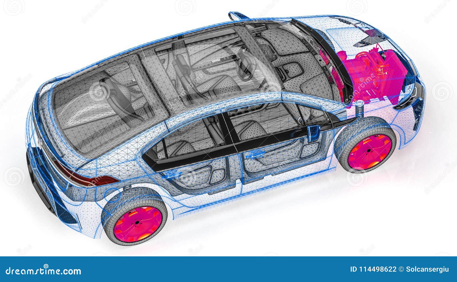 Engine Scan in an Wire Frame Car Stock Illustration - Illustration of ...