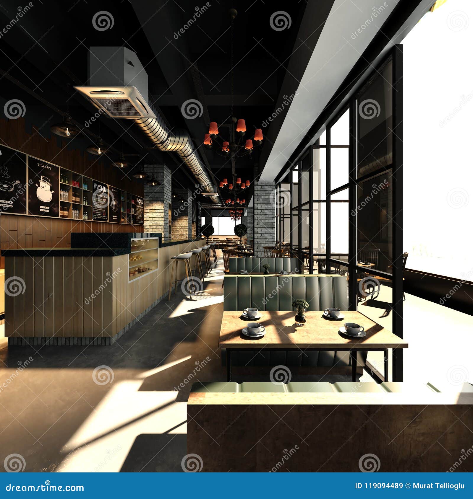 3d render of restaurant stock illustration. Illustration of gaming ...