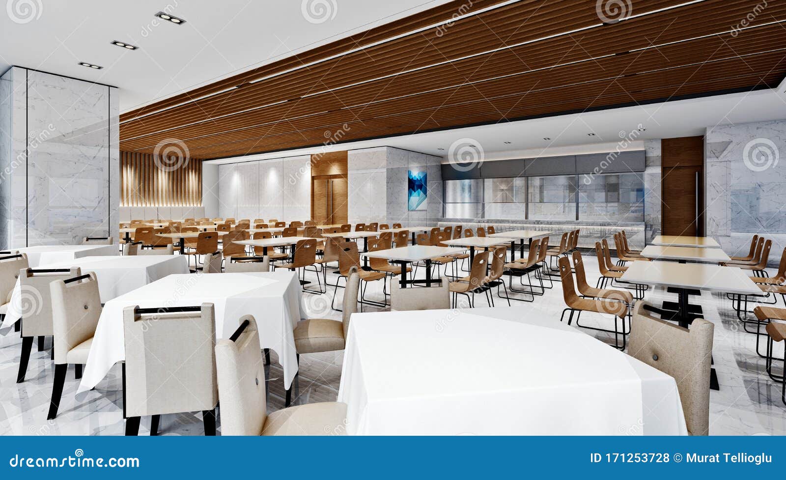 3d Render of Restaurant Interior Stock Illustration - Illustration of ...