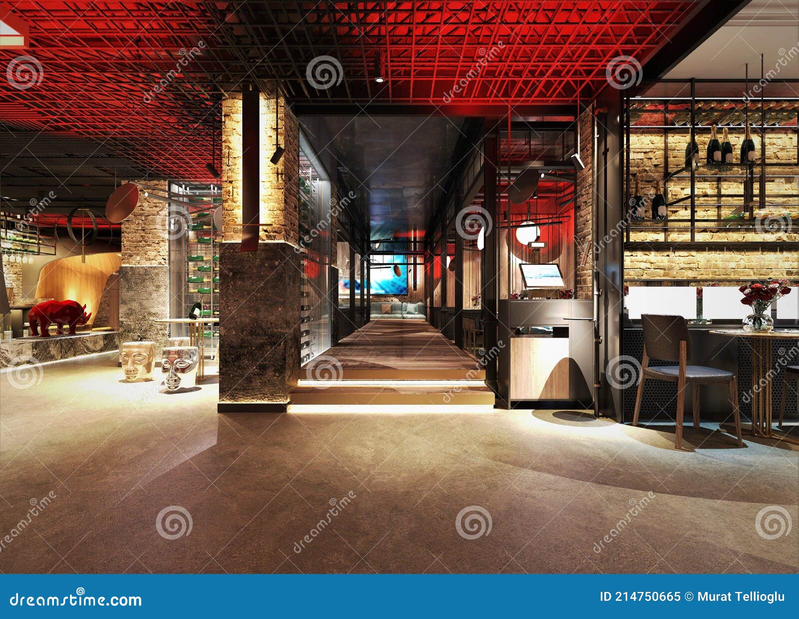 3d Render of Restaurant Interior Editorial Image - Image of cafe, meal ...
