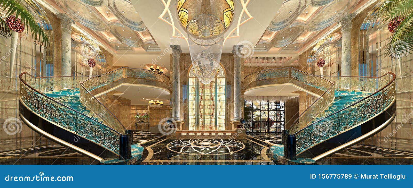 3d Render Retro Building Interior Stock Illustration - Illustration of ...