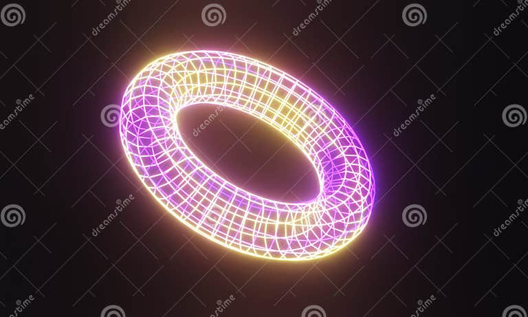 3d Render of Retro Colored Glowing Torus Stock Illustration ...