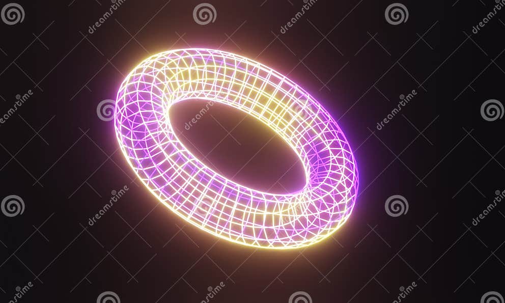 3d Render of Retro Colored Glowing Torus Stock Illustration - Illustration of banner, frame ...