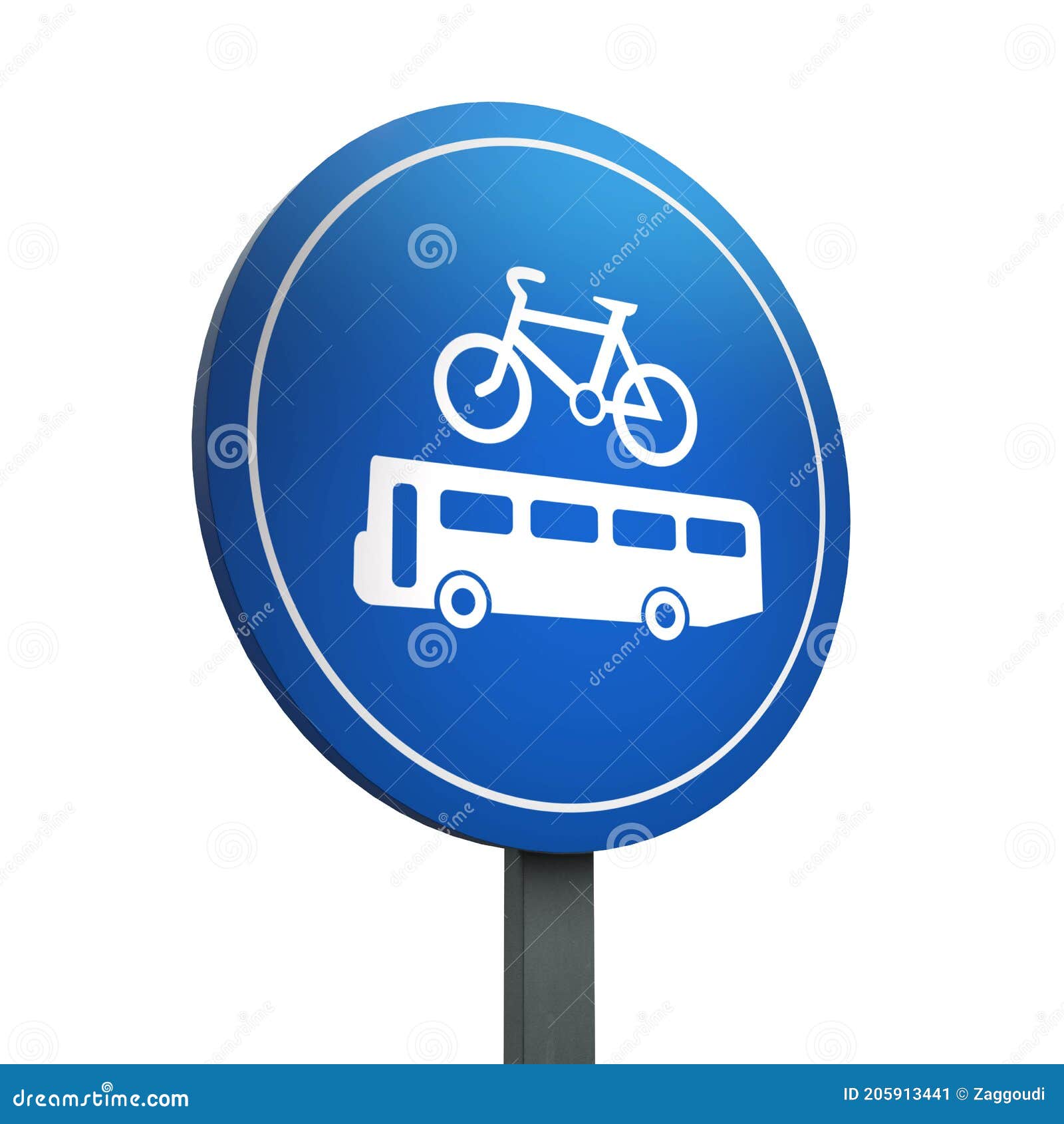 3D Render Road Sign of Buses and Cycles only Isolated on a White ...