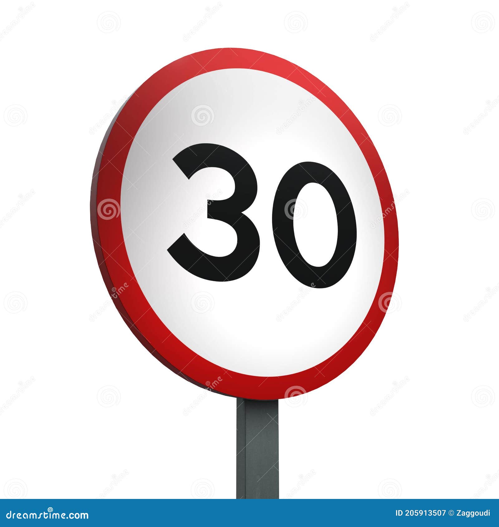 3D Render Road Sign of Indicating a Speed Limit of 30 Isolated on a ...