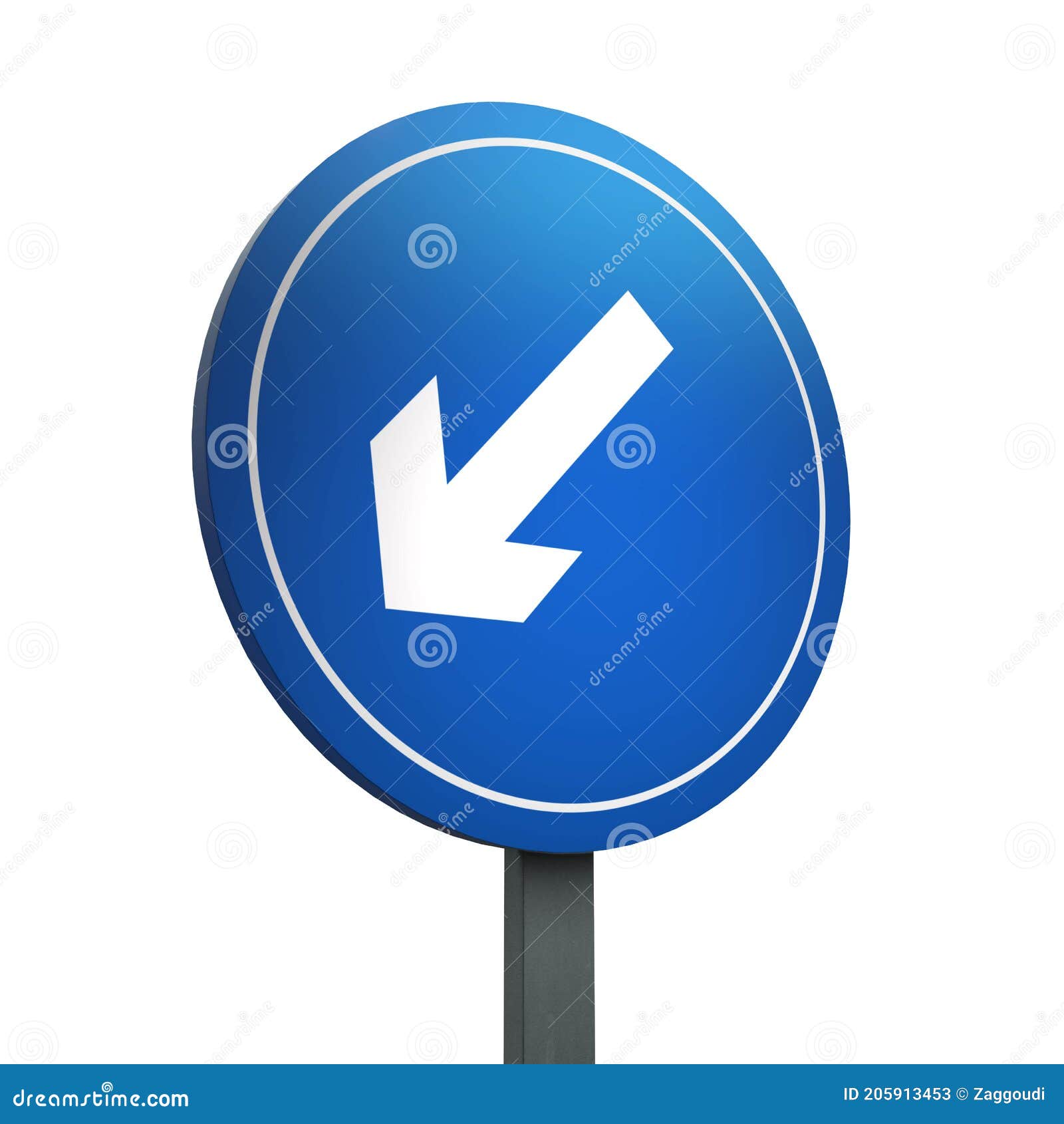 3D Render Road Sign of Keep Left Isolated on a White Background Stock ...