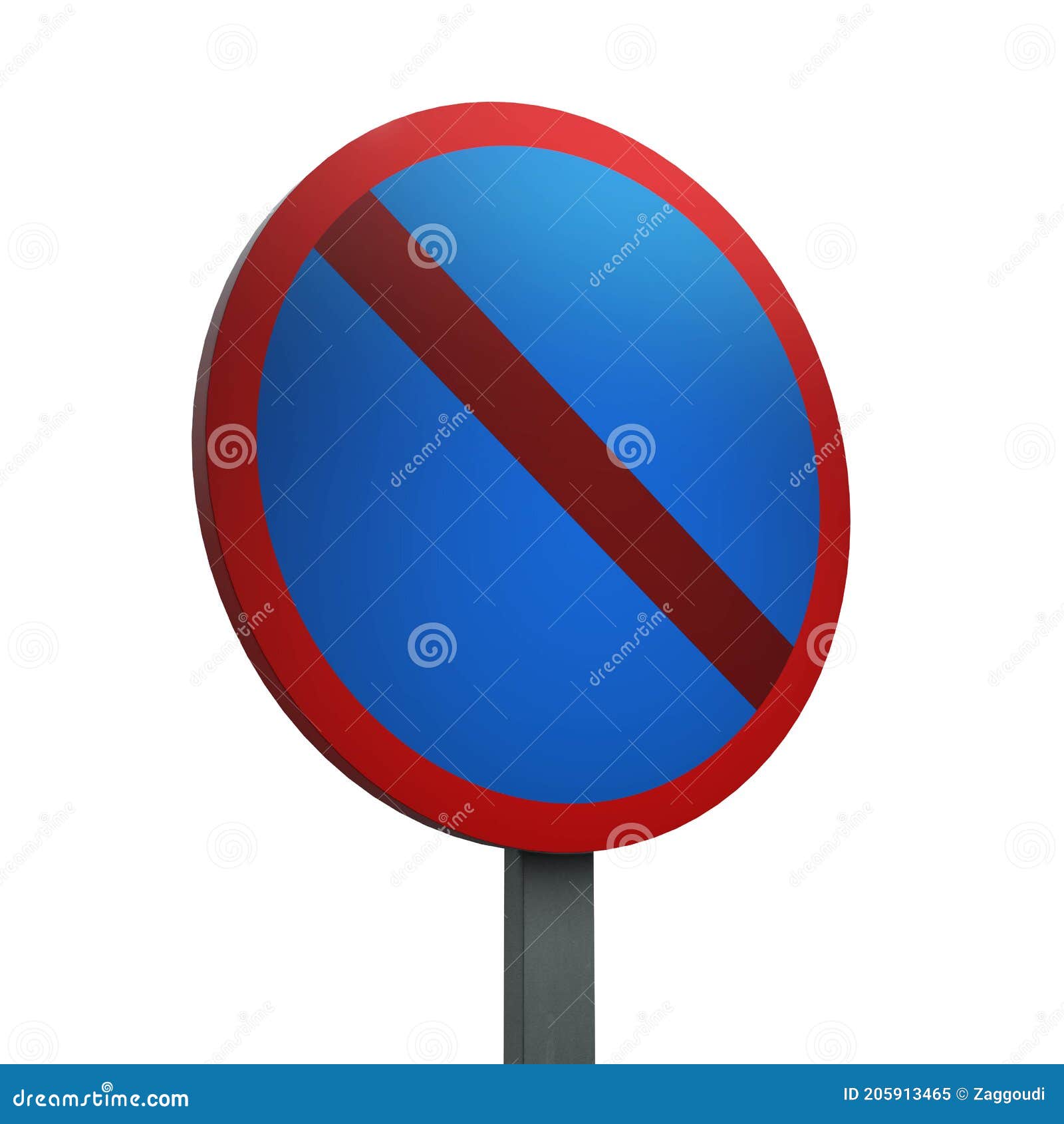 3D Render Road Sign of No Waiting Isolated on a White Background Stock ...