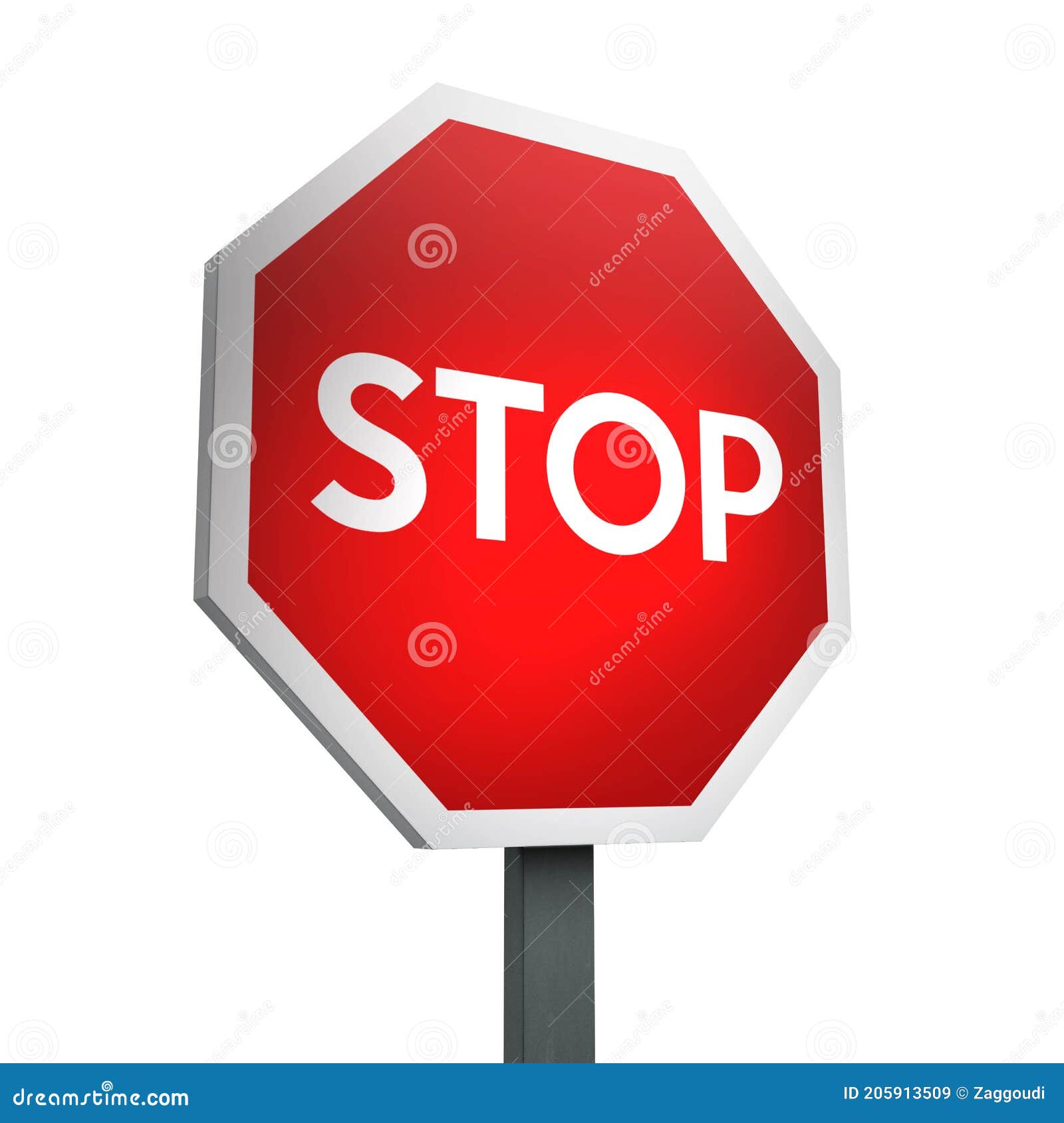3D Render Road Sign of Stop Isolated on a White Background Stock ...