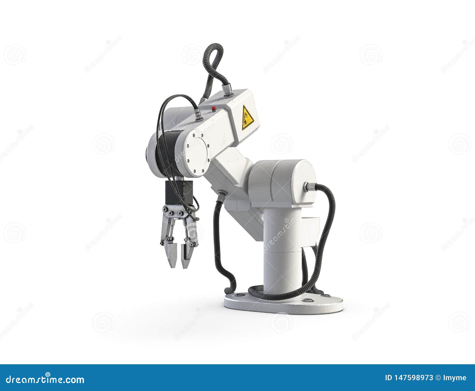 3D Render of Robot Arm Isolated on White Stock Illustration ...