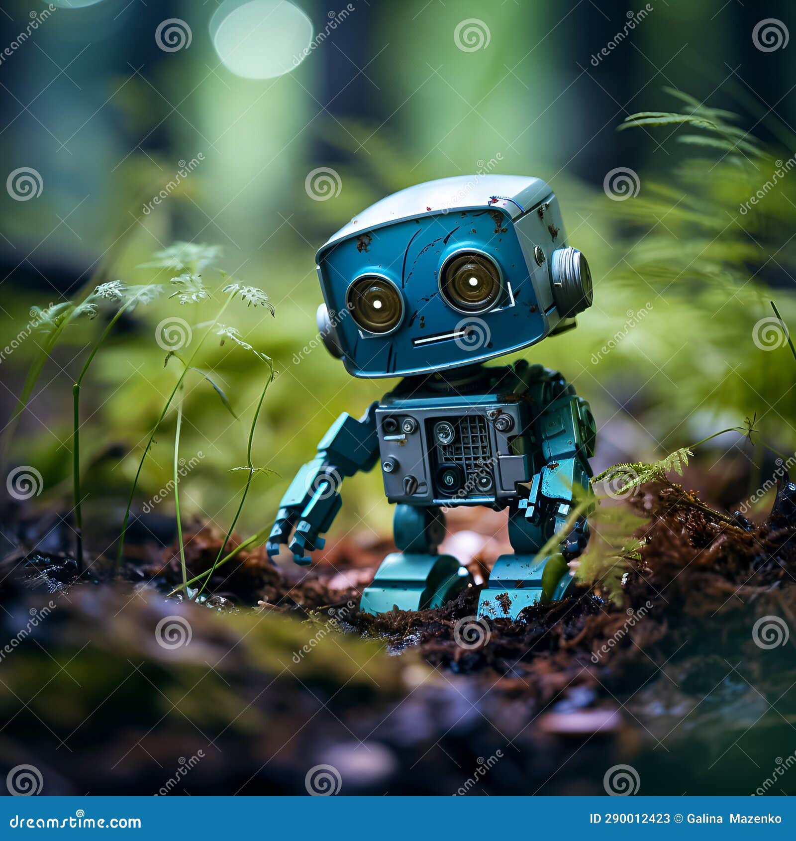3d Render of a Robot in the Forest. Stock Illustration - Illustration ...