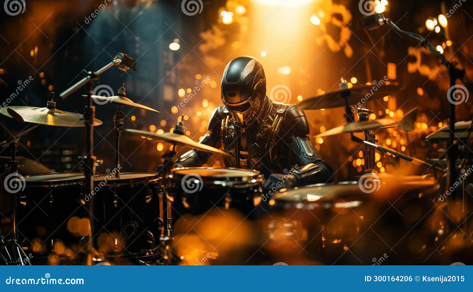 3D Render of a Robot Playing the Drums, Concept Creating Music Stock ...