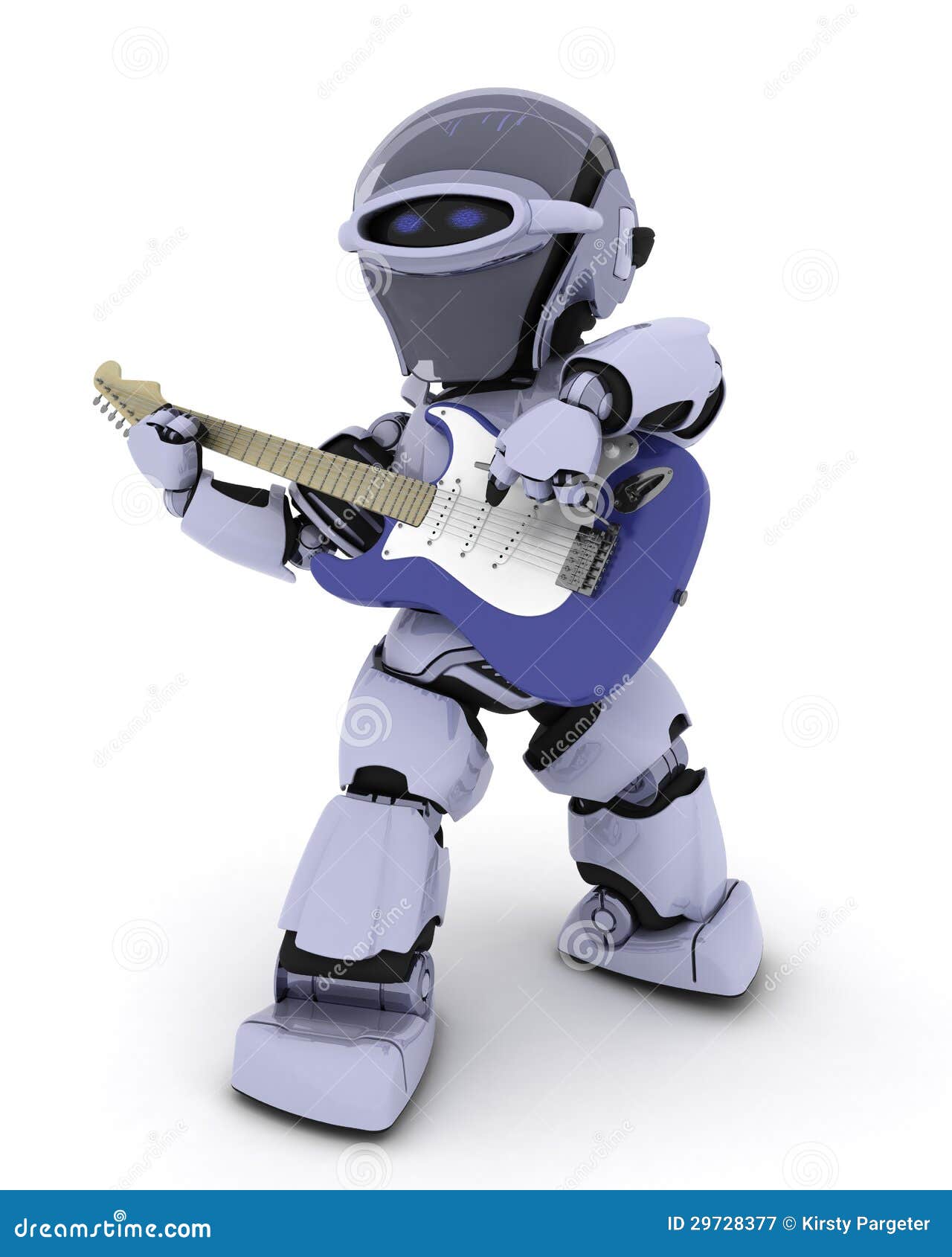 Robot playing the guitar stock illustration. Illustration of music ...