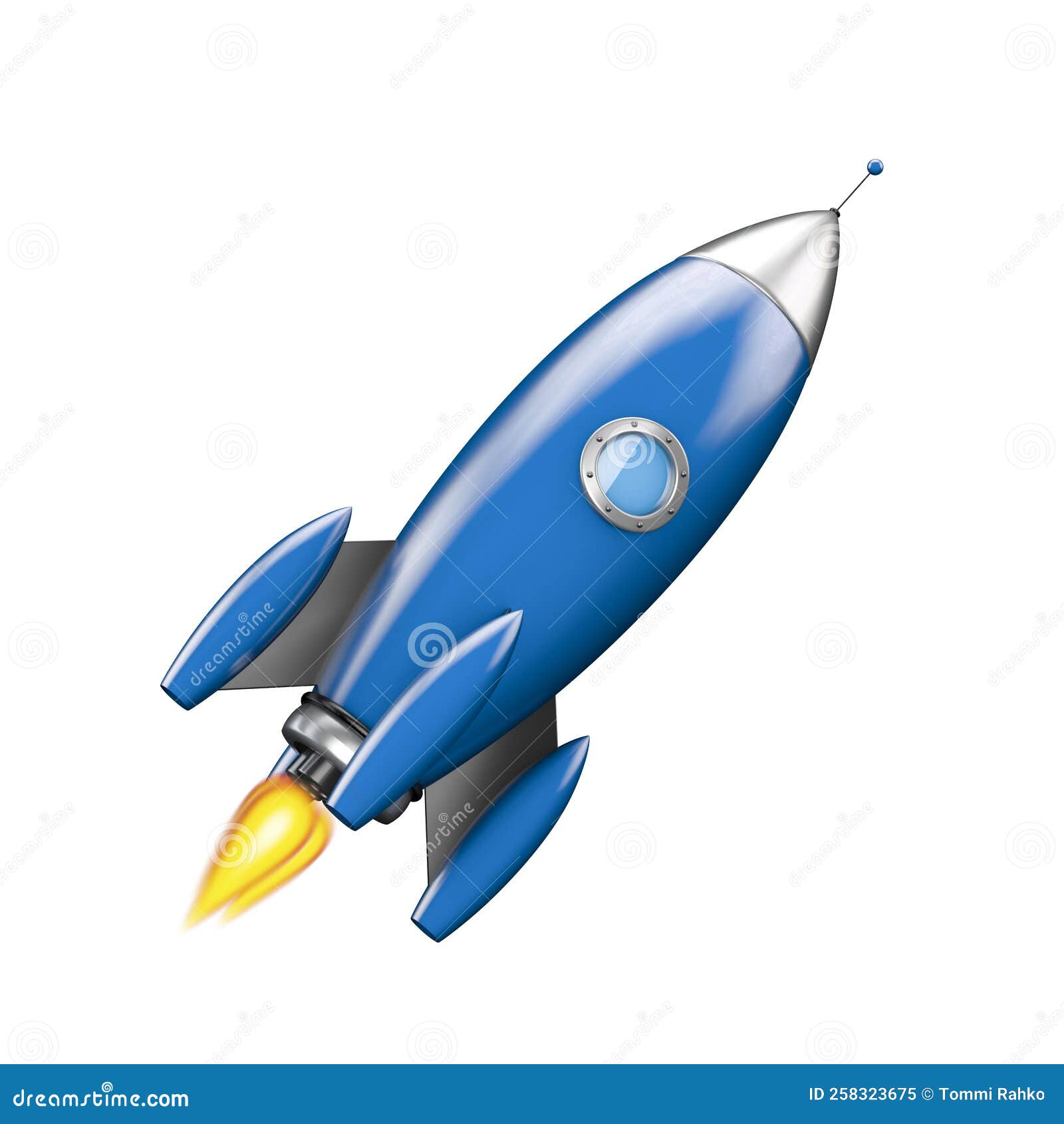 3d Render of a Blue Rocket Isolated on White Background Stock ...