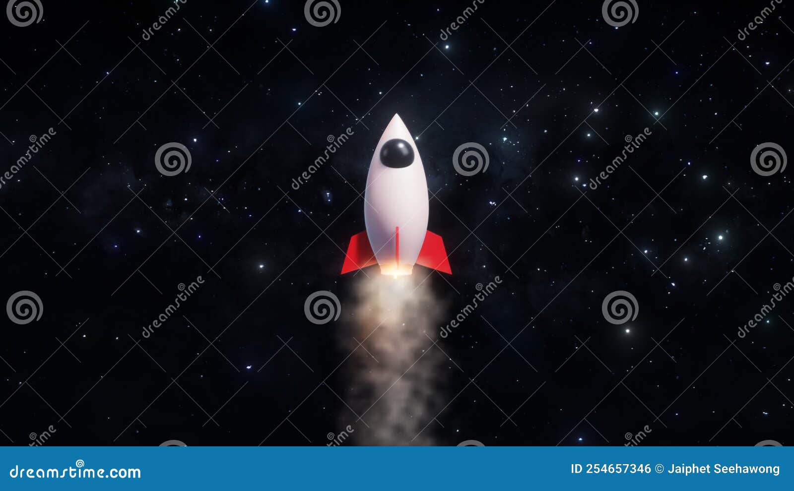 3D Render Rocket Jet Flying on Star Field Galaxy Space 3D Illustration ...