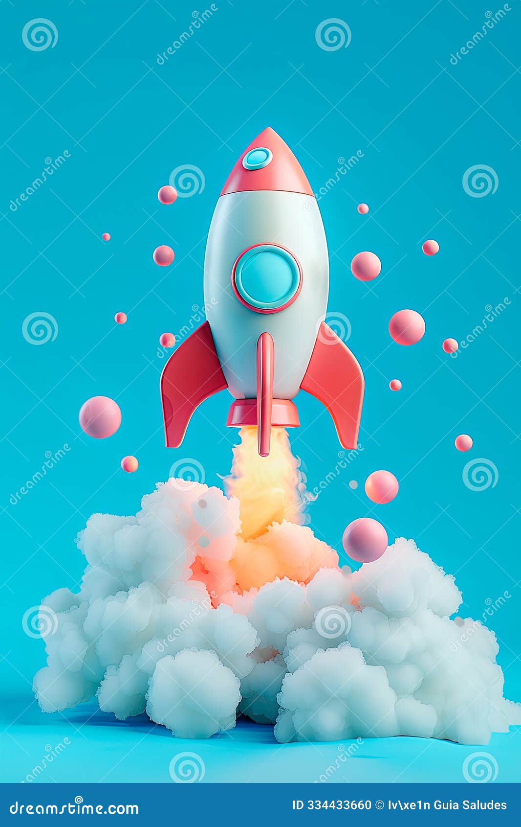 3d Render of a Rocket Taking Off on a Blue Background Stock ...