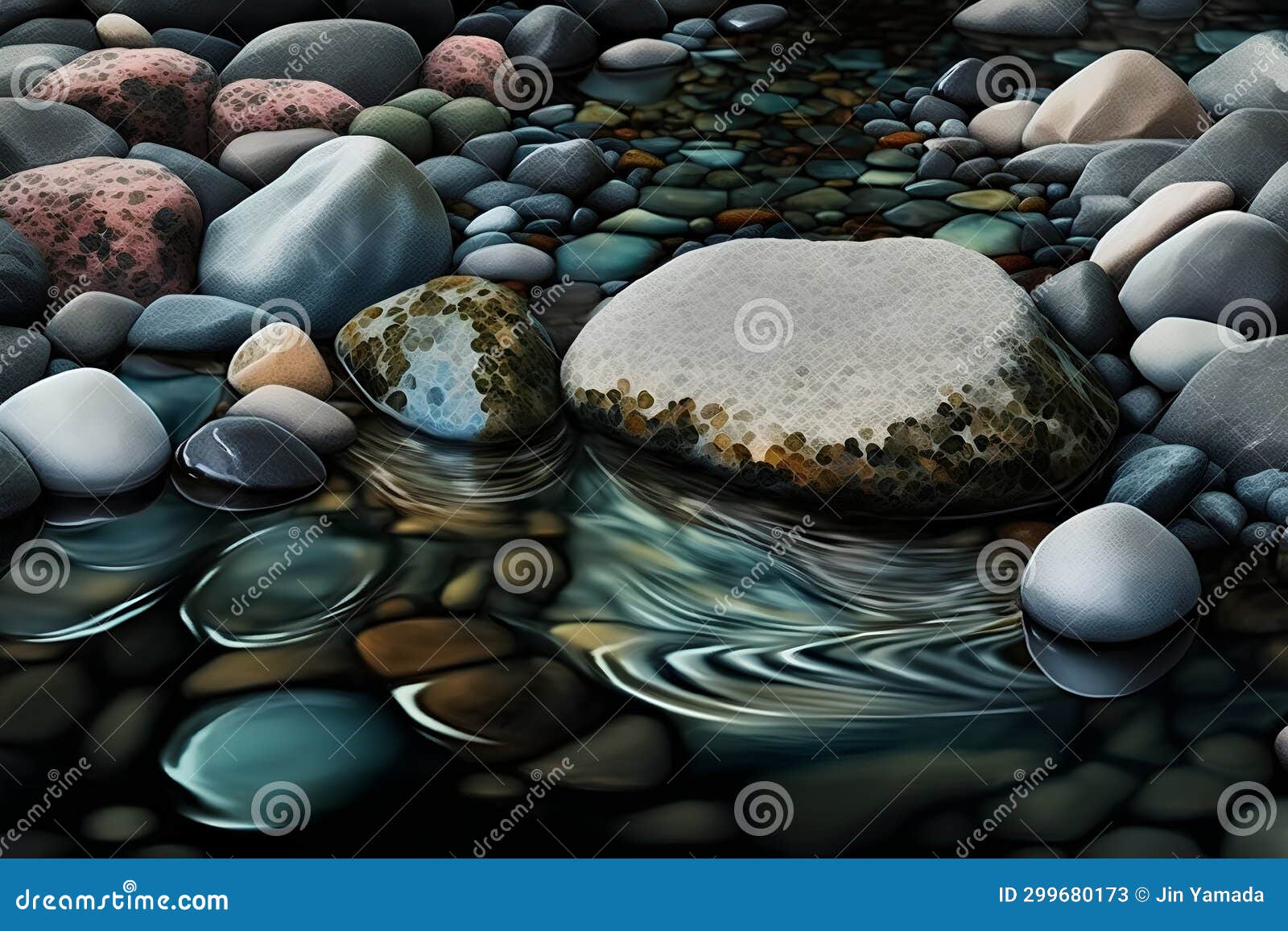 3d Render of Rocks in a River with Water Ripples. Stock Illustration ...
