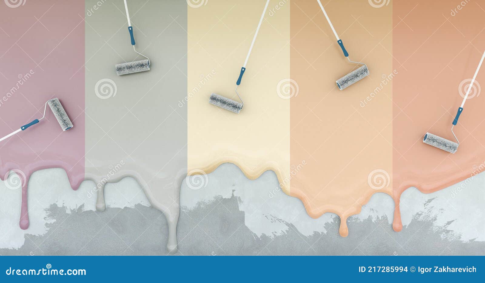 3d Render of Room Construction Process with Flowing Down Paint from the ...