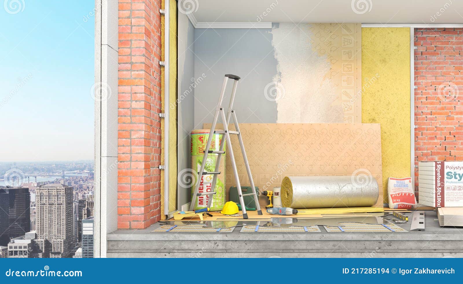 3d Render of Room Construction Process with Layered Scheme of Walls ...