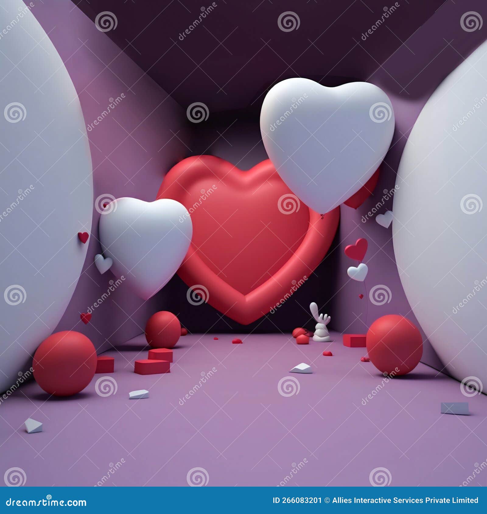 3D Render of Room Interior Decorative with Matte Heart Stock ...