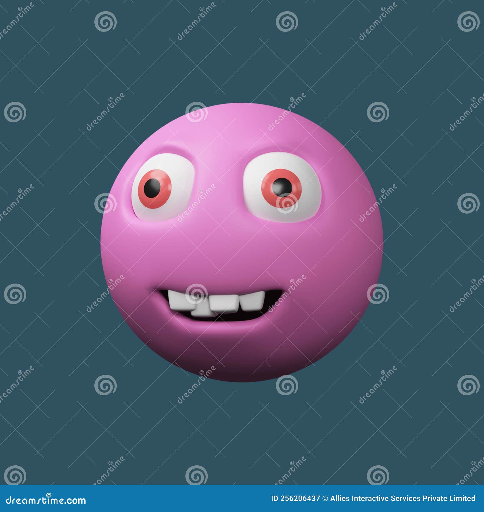 3D Render of Round Monster Element on Blue Stock Illustration ...