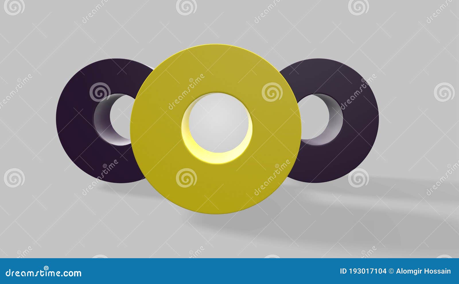 3d Render Round Shape Side View on White Background Stock Illustration ...
