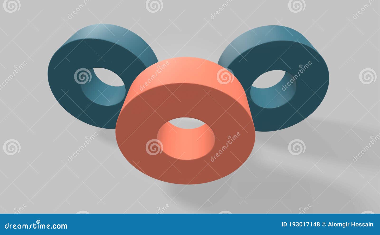 3d Render Round Shape Top View on White Background Stock Illustration ...