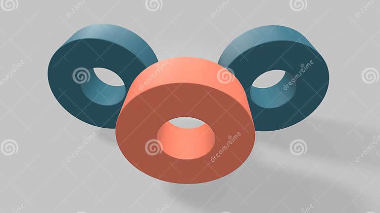 3d Render Round Shape Top View on White Background Stock Illustration ...