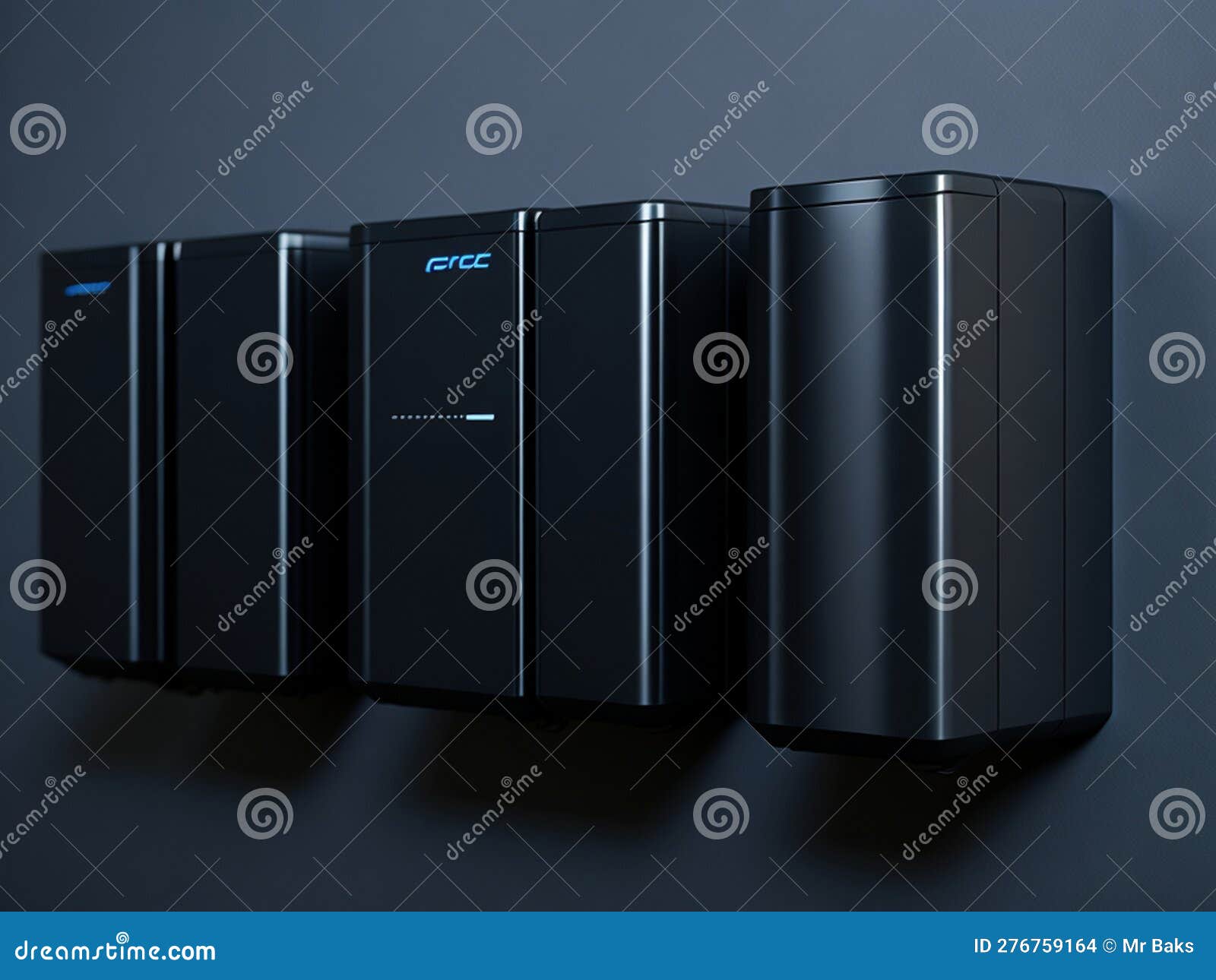 A number of black servers. stock illustration. Illustration of render ...
