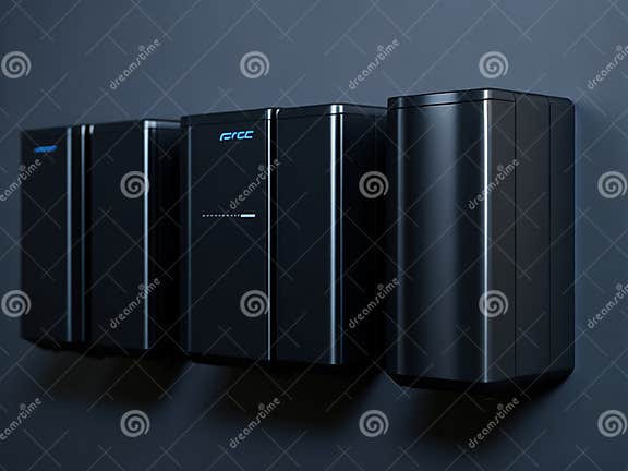 A number of black servers. stock illustration. Illustration of render ...