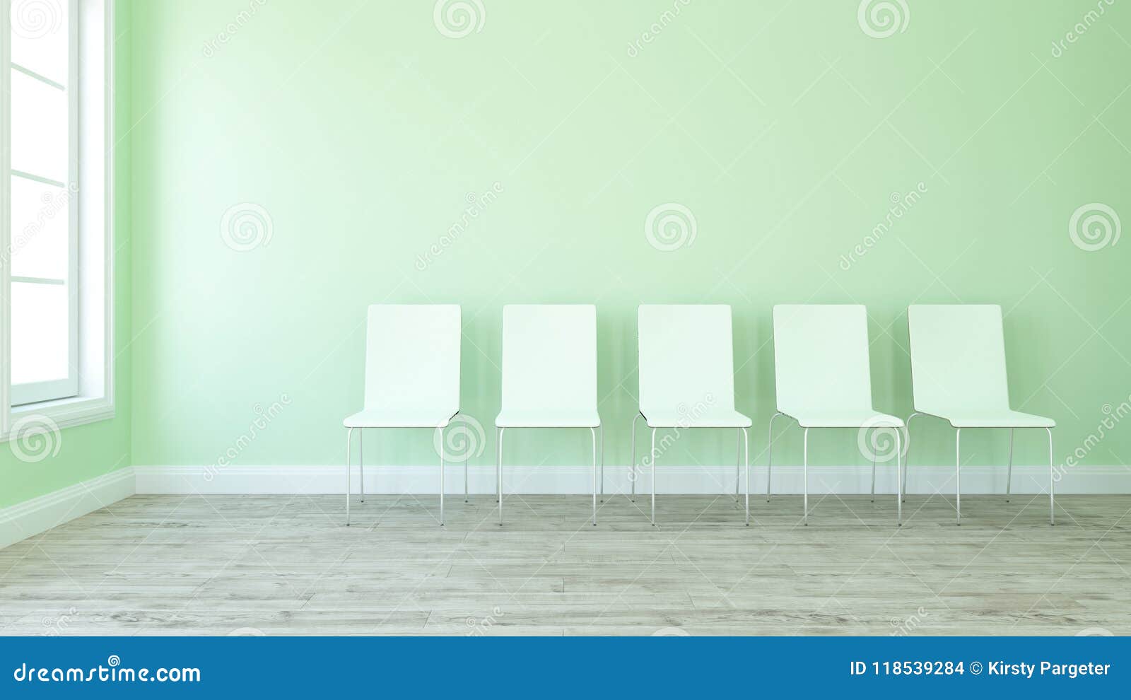 Row of Chairs in Empty Room Stock Illustration - Illustration of wall ...