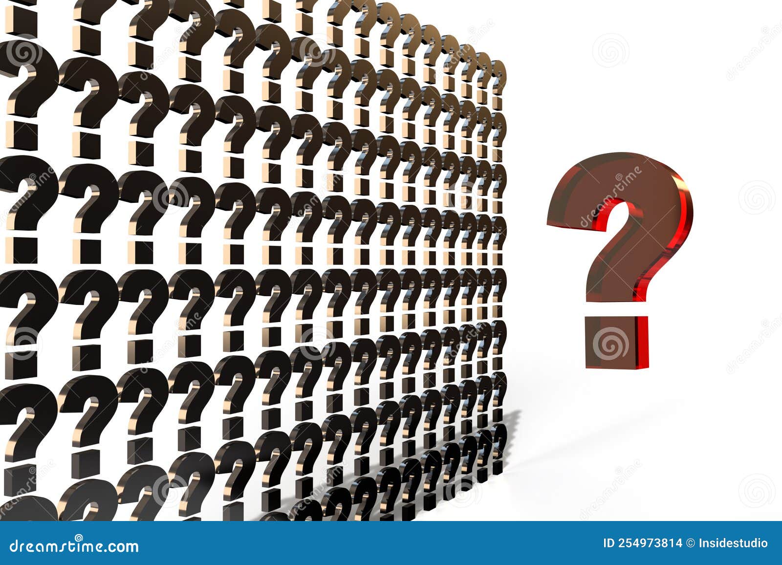 3d Render of a Row of Red Capital Question Marks on a White Background ...