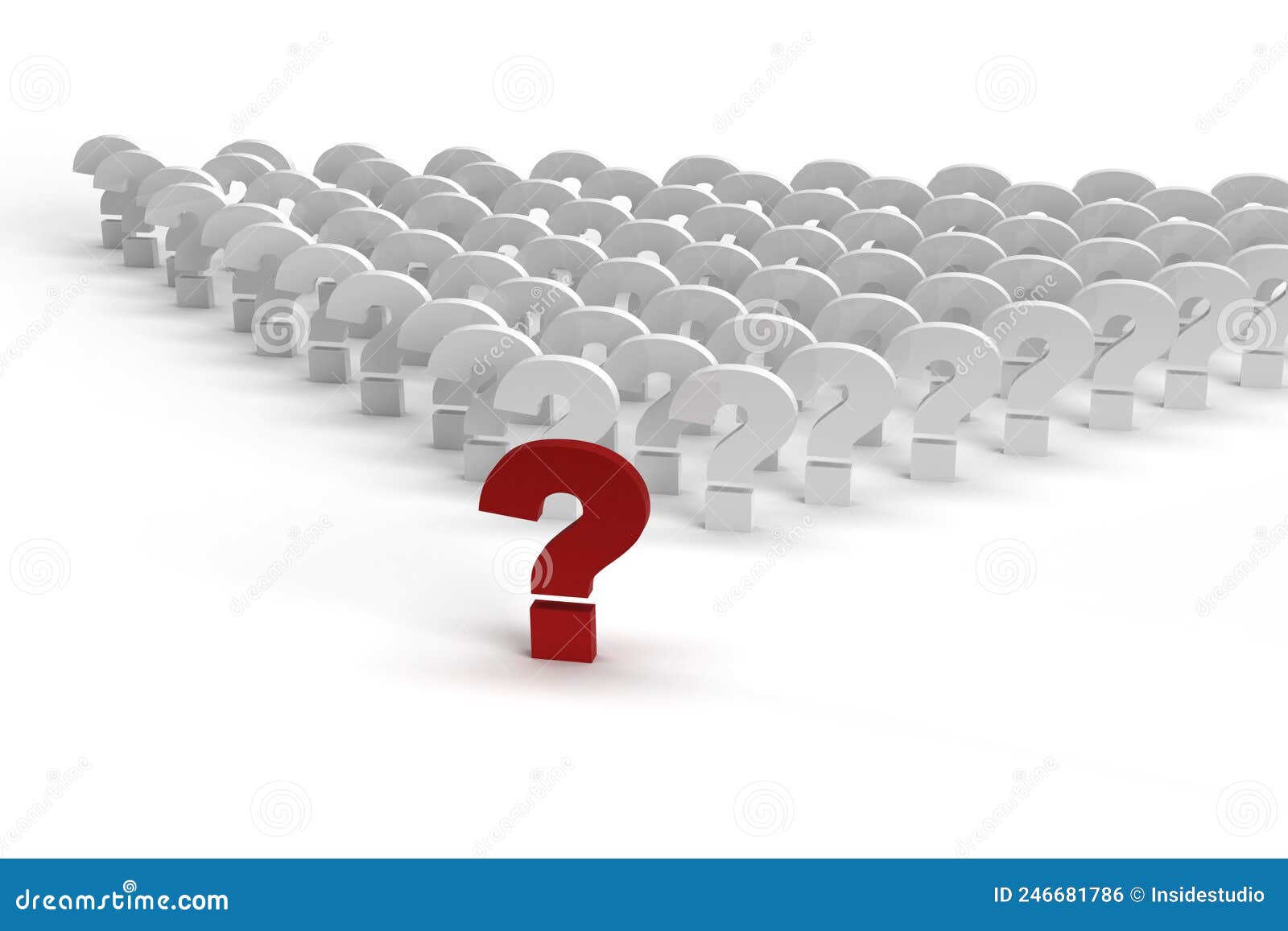 3d Render of a Row of Red Capital Question Marks on a White Background ...