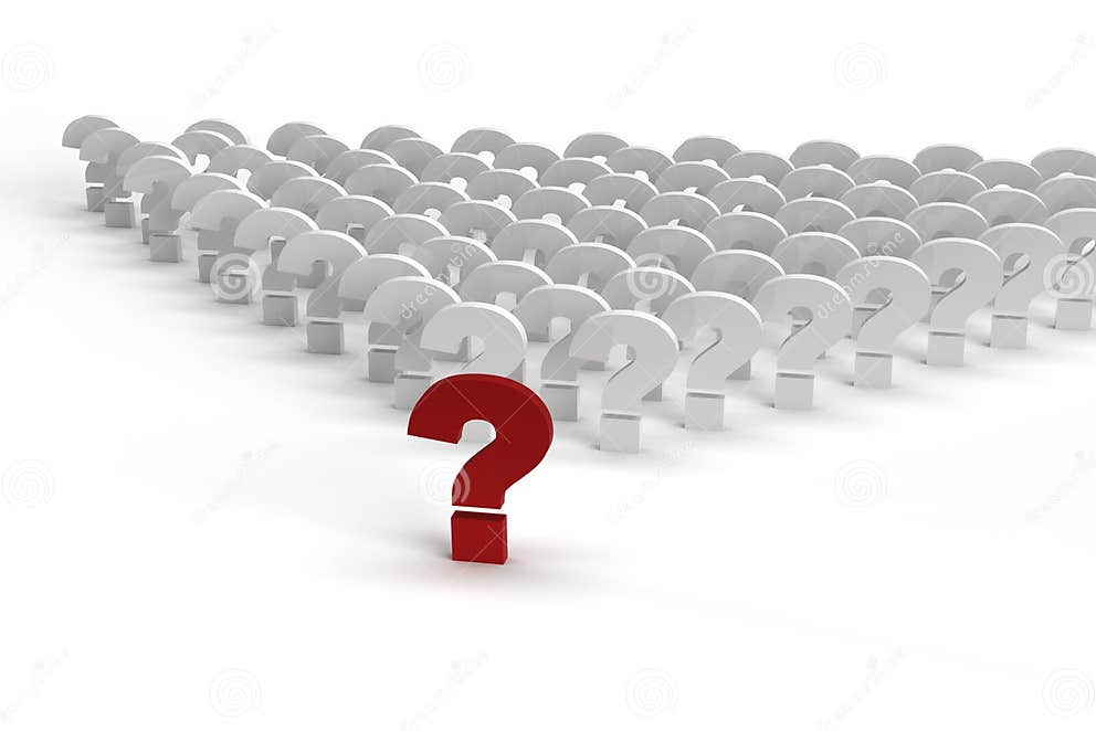 3d Render of a Row of Red Capital Question Marks on a White Background ...