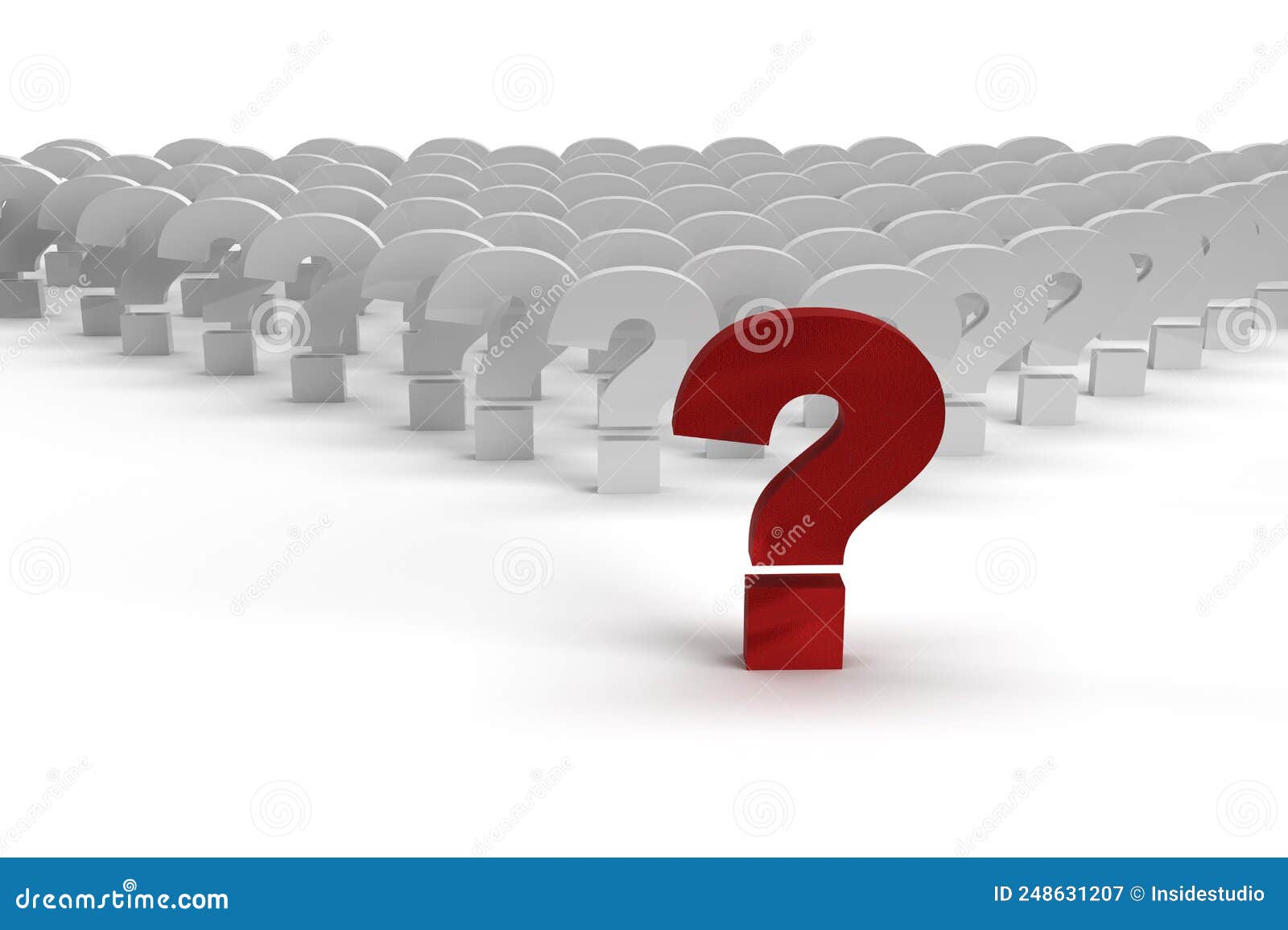 3d Render of a Row of Red Capital Question Marks on a White Background ...