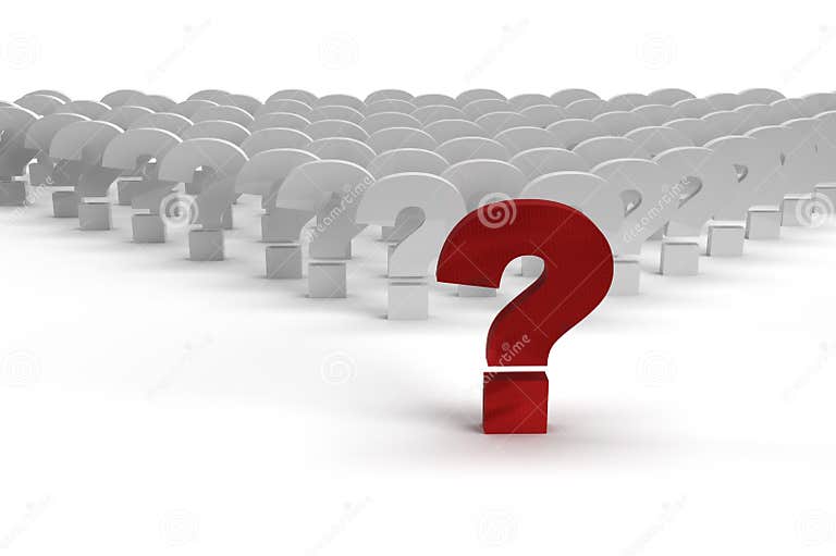 3d Render of a Row of Red Capital Question Marks on a White Background ...