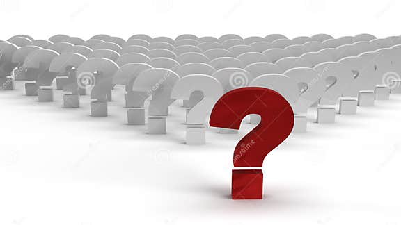 3d Render of a Row of Red Capital Question Marks on a White Background ...