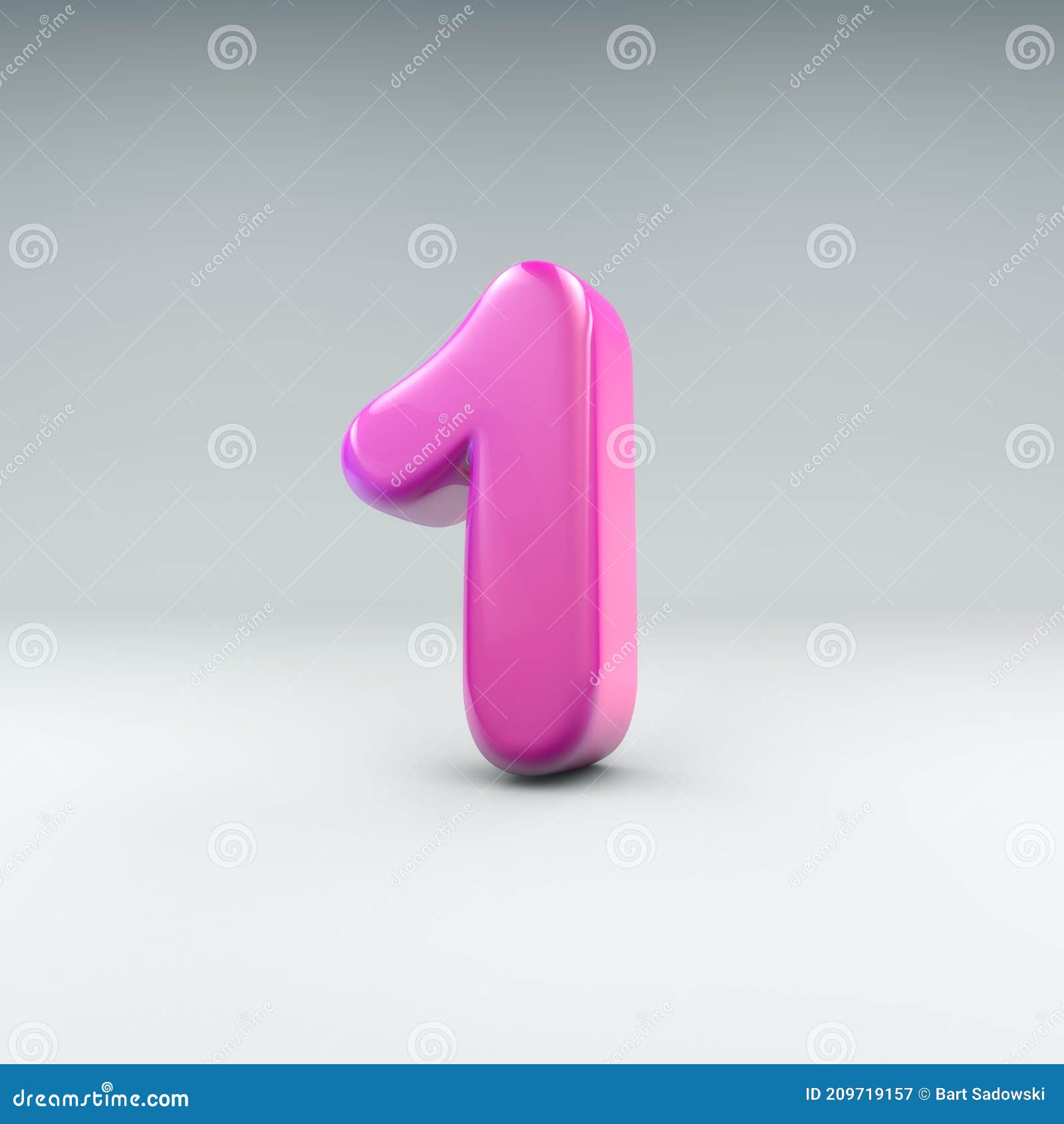 3D Render of the Number 1 in Pink Bubbly Style Stock Illustration ...