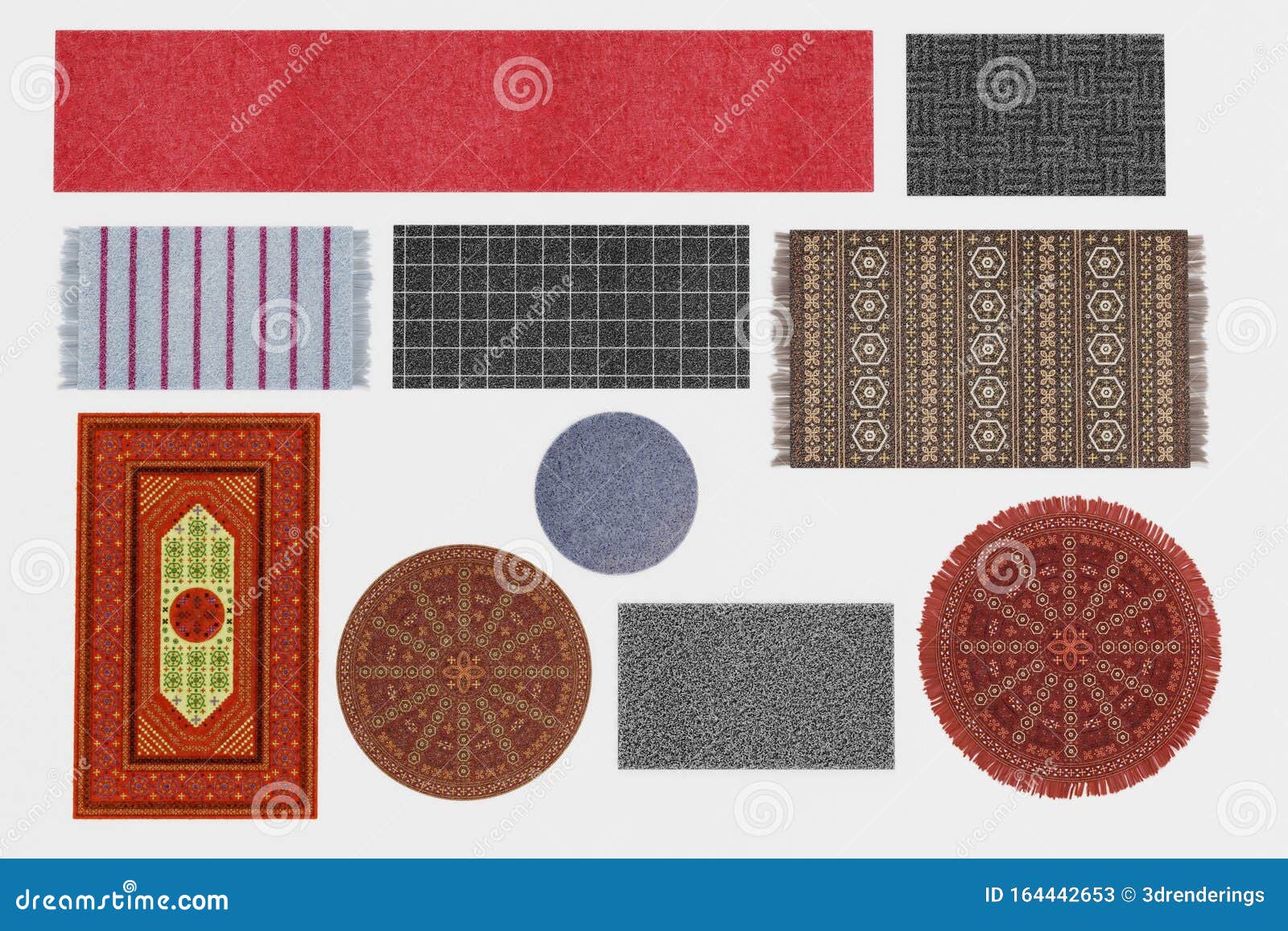 3d Render of Rugs Sets stock illustration. Illustration of isualization ...