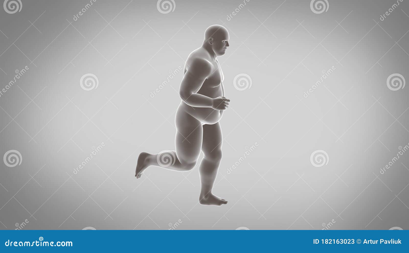 3d Render of a Running Fat Man. 3d Illustration Stock Illustration ...
