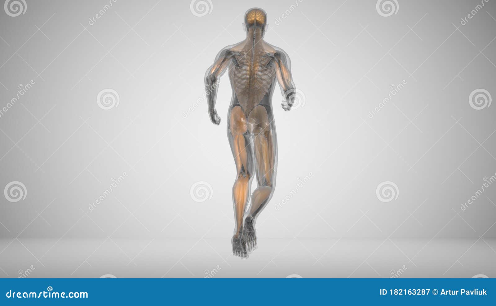 3d Render of a Running Man with Muscle Lighting Stock Illustration ...