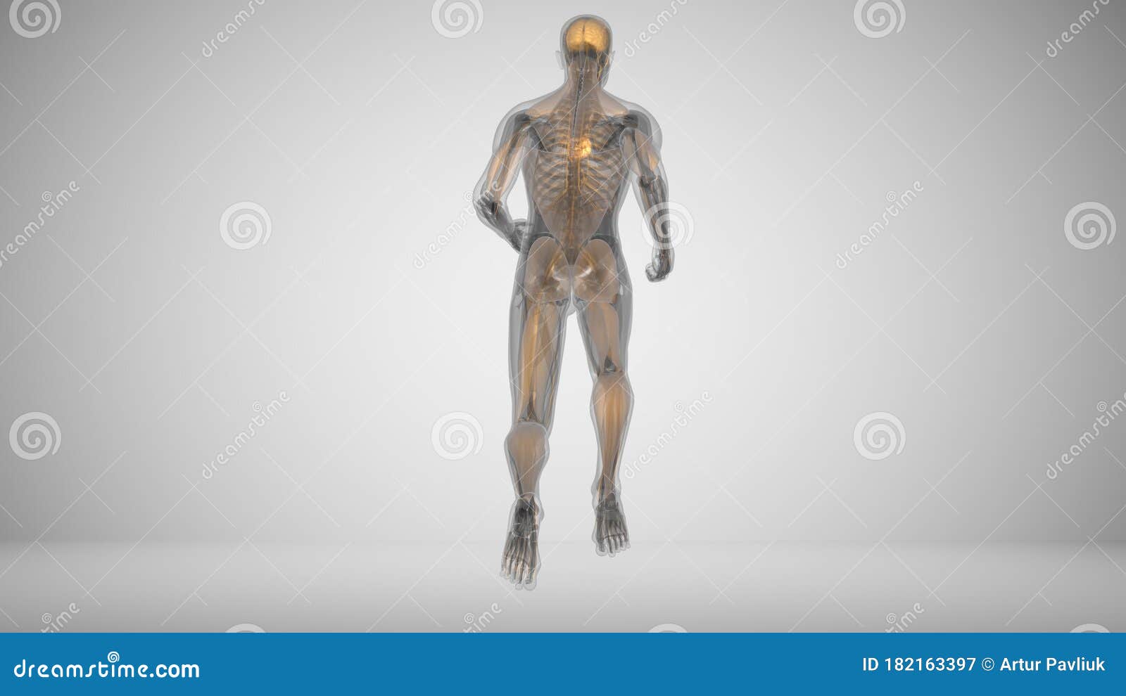 3d Render of a Running Man with Muscle Lighting Stock Illustration ...