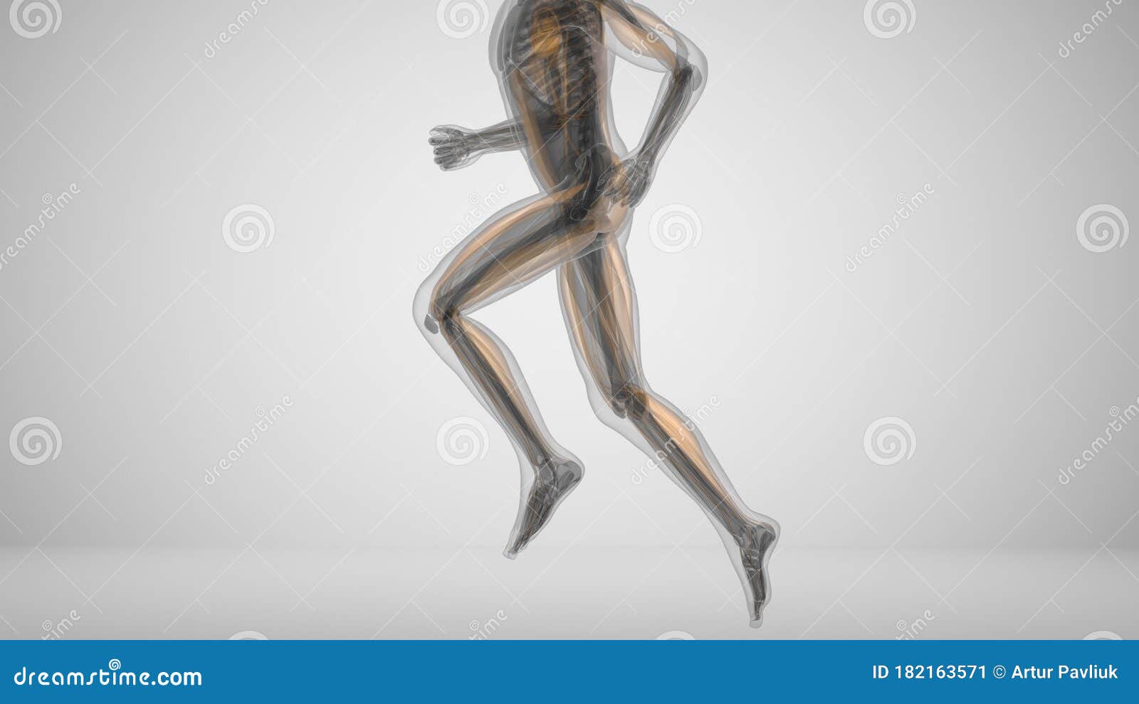 3d Render of a Running Man with Muscle Lighting Stock Illustration ...