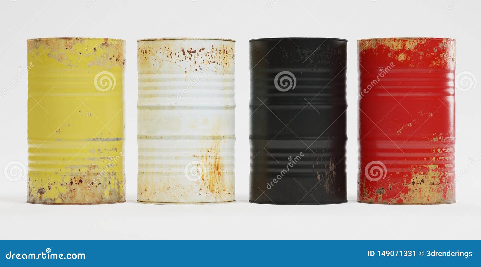 3D Render of Rusty Barrels stock illustration. Illustration of waste ...
